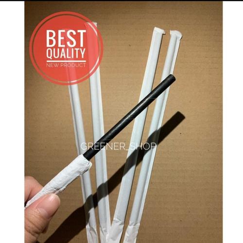 Jual 500 Pcs Sedotan Kertas Bungkus/Paper Straw 6.0x197MM - Hitam ...