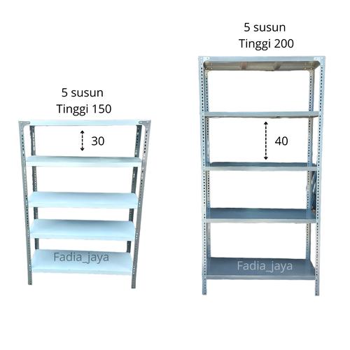 Promo Rak Besi Siku Lubang 5 Susun Tingkat Serbaguna - Putih 80, Tinggi ...