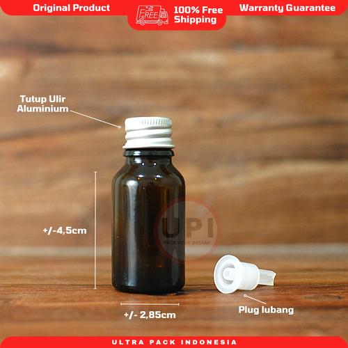 Jual BOTOL KACA 15ML AMBER TEBAL + PLUG DALAM LUBANG + TUTUP ULIR ALUMINIUM - SILVER - Kota ...