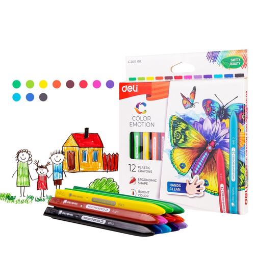 Jual Deli Krayon Plastic 12/18/24 Warna Cerah Bentuk segitiga ergonomis ...