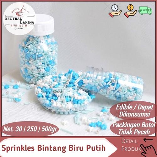 Jual Sprinkle Kue Bintang Mutiara Biru Putih 2 / Springkle Kue ...