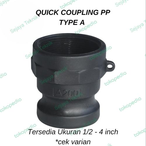 Jual Quick Coupling Camlock PP Tipe A 1" 2" 3" 4" Polypropylene Hitam ...