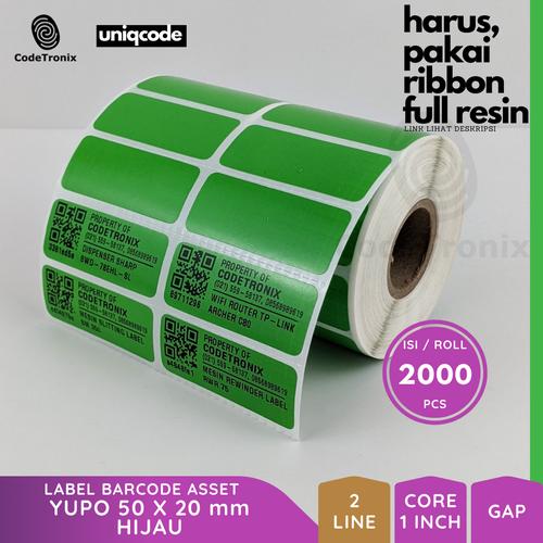 Jual Label Stiker Kertas Barcode Asset Uniqcode Yupo 50x20mm 2 Line ...