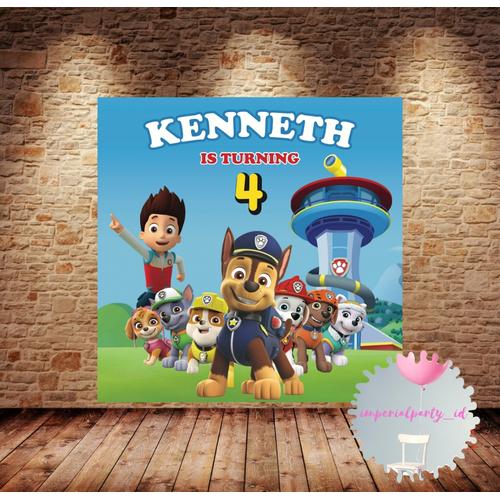 Jual Custom Happy Birthday Backdrop Banner Spanduk Paw Patrol Tower ...