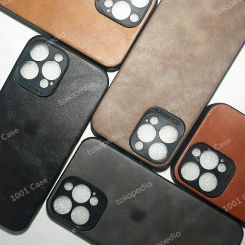 Jual iPhone X Xs Max XR 11 12 Pro Max PU Leather Back Cover Case - Abu ...