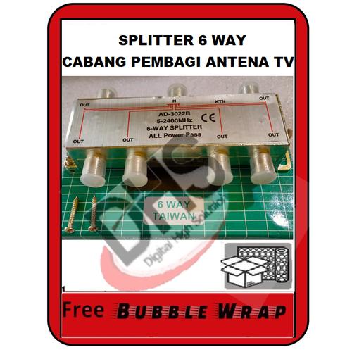 Jual Pembagi signal tv Splitter antena tv Cabang 6 way 1 in 5 out ...