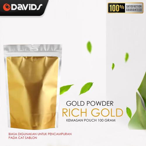 Jual Gliter Bubuk Serbuk Emas Cat Gold Sablon Jepang 100 Gram Pouch ...