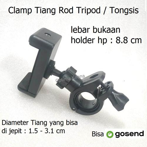 Jual Clamp Jepit Tiang Rod Tripod Skrup 1/4 + Holder HP U Smartphone 2 ...