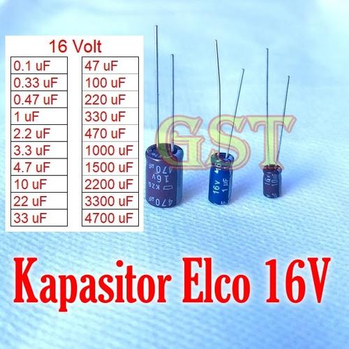 Jual 5-20Pcs Elco 16 volt 16v 0.1 uf ~ 4700 uf kapasitor capasitor - 0. ...