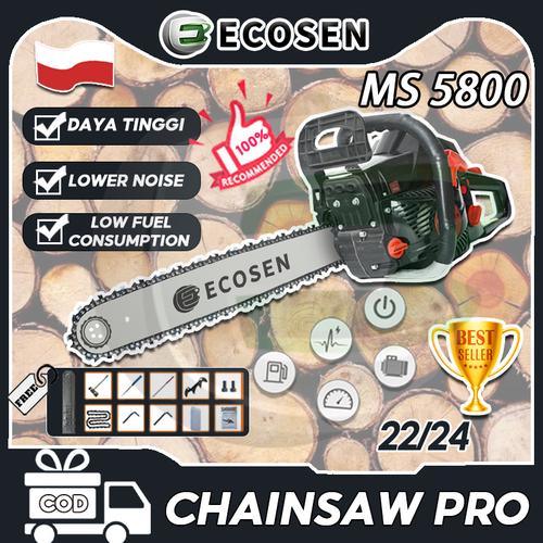 Jual GASOLINE CHAIN SAW Chainsaw 2 Tak 20/22/24 Inch Engine Kayu Dahan - Hitam, 20 Inch ...