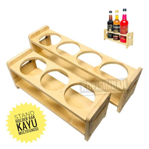 Promo Stand Rak Botol Kayu Multifungsi Tempat Syrup Saos Minyak Wooden ...