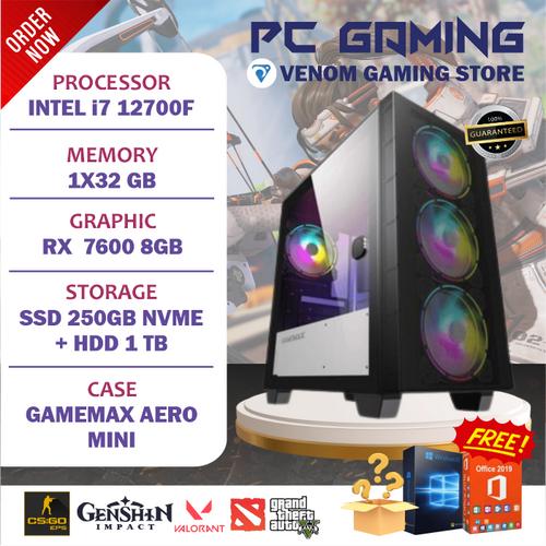 Jual Pc Gaming | Intel i7 12700F | RX 7600 8GB | 250GB NVME | 32GB RAM ...