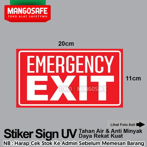 Jual Sticker Emergency EXIT Stiker UV Rambu Warning Tanda Safety K3 ...