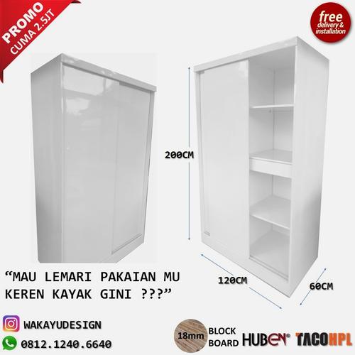 Jual Lemari Pakaian Minimalis Modern HPL Sliding 2 Pintu Custom ...