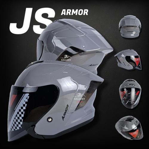 Promo JS ARMOR DARK GREY GLOSSY | HELM HALF FACE KENKINIAN - Greay ...