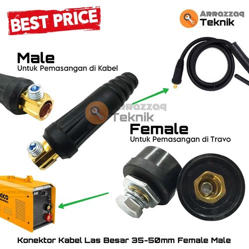 Jual Konektor Kabel Las Besar 35-50mm Female Male Welding Connector ...