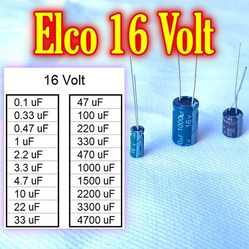Jual 5-20Pcs Elco 16 volt 16v 0.1 uf ~ 4700 uf kapasitor capasitor - 0. ...