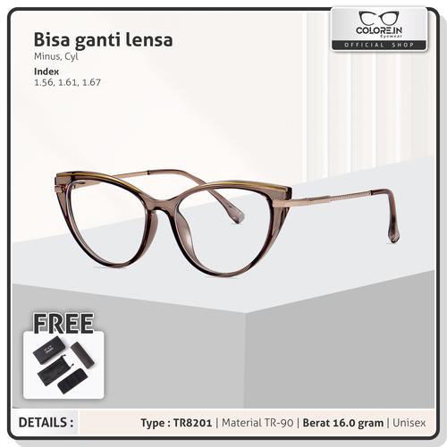 Promo Kacamata Minus Anti Radiasi Blueray Colore.in TR90 Cat Eye Cute TR8201 - Soft Brown Gold ...
