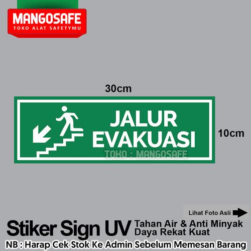 Jual Sticker Jalur Evakuasi Tangga Kiri Hijau Stiker UV Rambu K3 Safety ...
