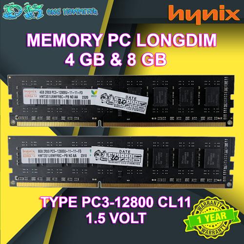 Jual Memory Ram Longdim Ddr3 4Gb / 8Gb Hynix Pc 12800 - 4Gb - Kota ...