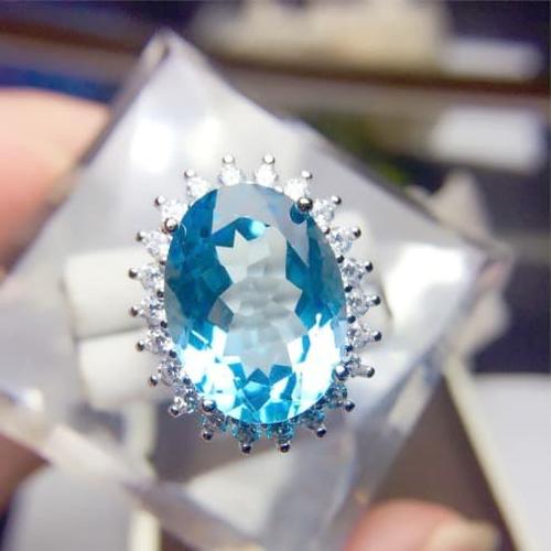 Jual Sky Blue Cubic Zircon Cincin Permata Crystal Blue Ocean Blue Ring ...