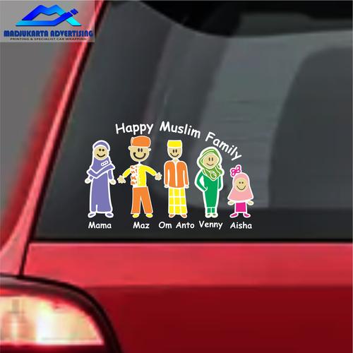 Jual sticker Happy Family Warna Stiker kaca mobil muslim family stiker ...