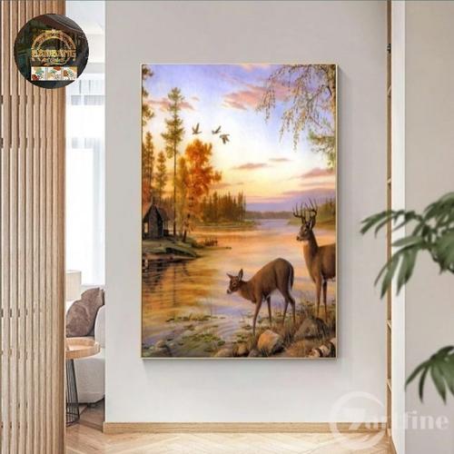 Jual lukisan danau rusa 80x120+frame - Kab. Bandung - bambang art ...