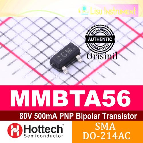 Jual MMBTA56 80V 500mA PNP Bipolar Transistor 2GM SOT-23 Hottech ...