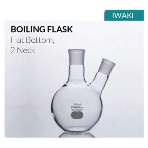 Jual BOILING FLASK 500ml. Flat Bottom. 2NECK. Labu Didih. IWAKI PYREX ...
