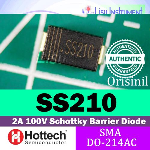 Jual SS210 2A 100V Schottky Barrier Diode SS210A DO-214AC SMA Hottech ...