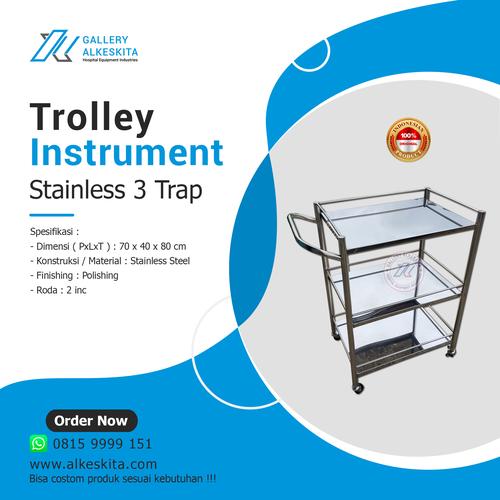 Jual instrument trolley troli obat 3 susun besi satinless - Kab ...