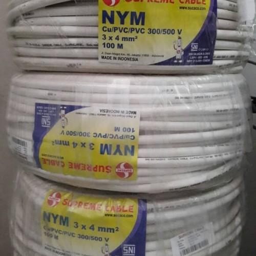 Jual kabel tufur listrik supreme 3x4 50 meter kawat tembaga isi 3 putih ...