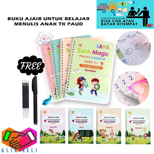Jual [KBM] SANK Magic Buku Belajar Anak 1 Set Isi 4 Buku + Pulpen Latihan Menulis - Kota ...