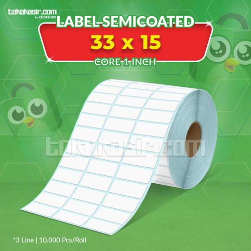 Jual LABEL BARCODE 33 X 15 (3 LINE) KERTAS STICKER LABEL SEMICOATED ...
