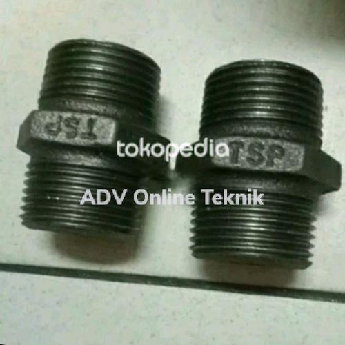 Jual Double Nepel TSP hitam drat BSPT 1/2 inch carbon steel - Jakarta ...