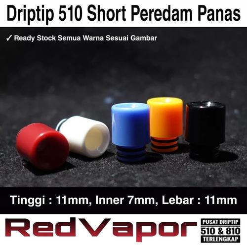 Jual Driptip 510 Short Peredam Panas Drip Tip Hitam Merah Putih Biru ...