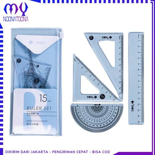Promo Penggaris Set 4IN1 Uk. 15Cm Penggaris Sekolah Anak Kemasan ...