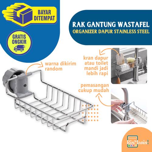 Jual STAINLESS STEEL SINK HANGING RACK Rak Besi Wastafel Gantung Kran ...