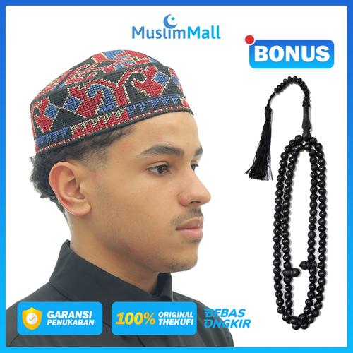 Jual Peci Pakistan Hitam Strimin Motif Merah Biru Etnik Uzbek Ori ...