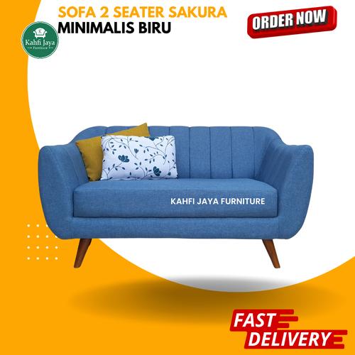 Jual sofa minimalis 2 seater kursi tamu sakura terbaru warna biru ...
