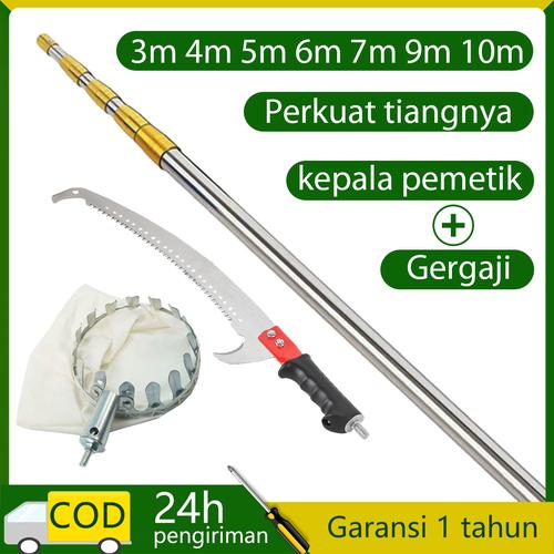 Jual 7M Alat Pemetik Buah Tongkat Teleskopik Gergaji Cabang Ranting Tiang - Tiang standar, 3M ...