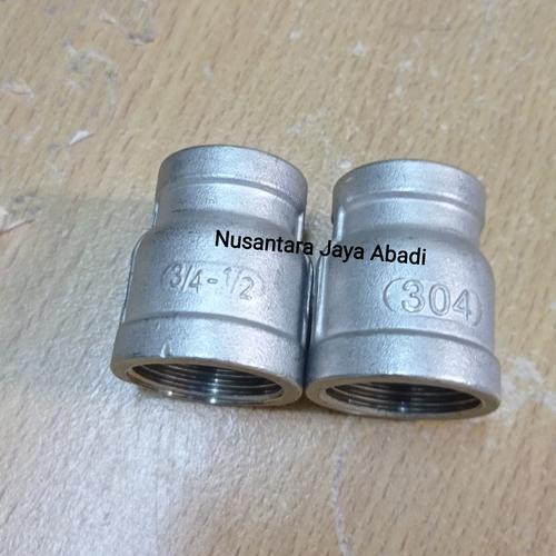 Jual Reducer Stainless SS 304 Drat 3/4 x 1/2 inchi - Reducer Drat 3/4 x ...