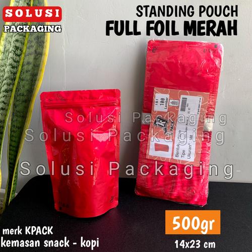 Jual Standing Pouch MERAH 500gr 14x23cm KPACK Kemasan Kopi Plastik Klip ...