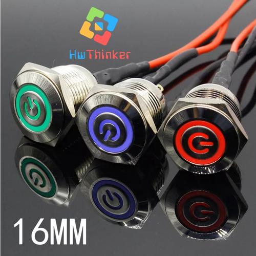 Jual Push Button 16mm 19mm LED Momentary Switch Stainless Metal Power ...