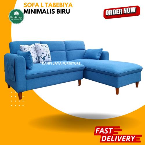 Jual sofa l minimalis terbaru promo sofa tamu tabebuya biru - Jakarta ...