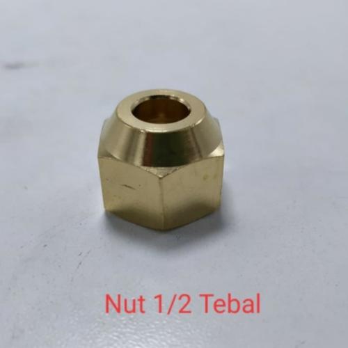 Jual Double nepel nut AC sae flare flaring kuningan 1/4 3/8 1/2 5/8 3/4 - Nut 1/2 - Kota ...