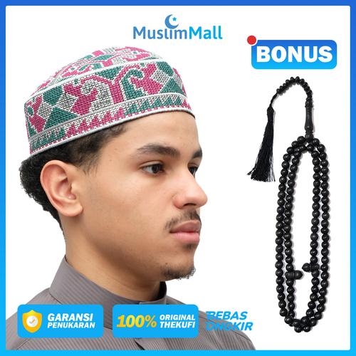 Jual Peci Pakistan Full Bordir Premium Motif Strimin Warna Abu-abu & Maroon - Merah - Hitam, XS ...