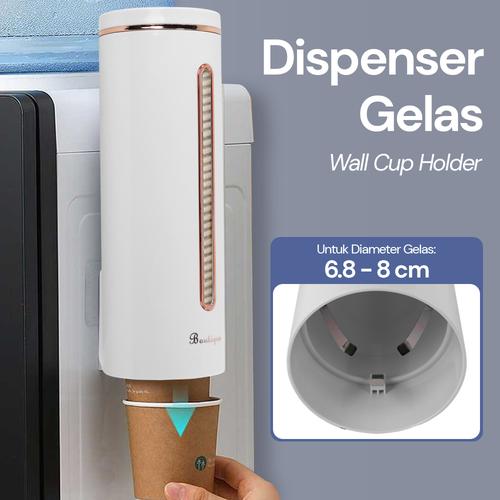 Jual Dispenser Gelas Wall Cup Holder Storage Rack Organi A2102 White ...