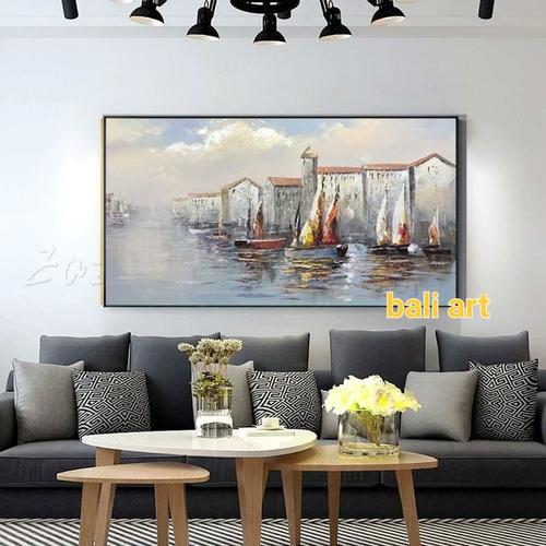 Jual Lukisan kanvas abstrak pemandangan dgn frame b2 rd - 60x80 frame ...