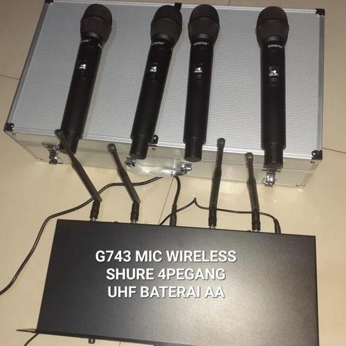 Jual G743 ORI mik wireless sepasang mikropon karaoke mic shure 4 pegang ...